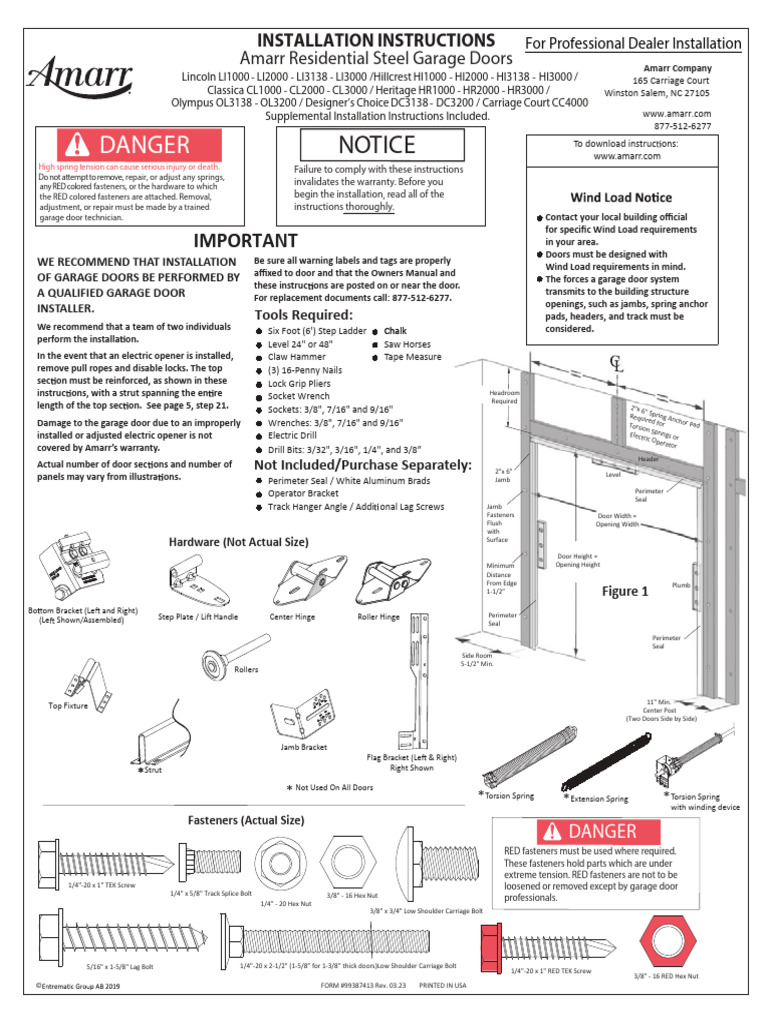 Amarr Garage Door Installation Guide | PDF | Screw | Door