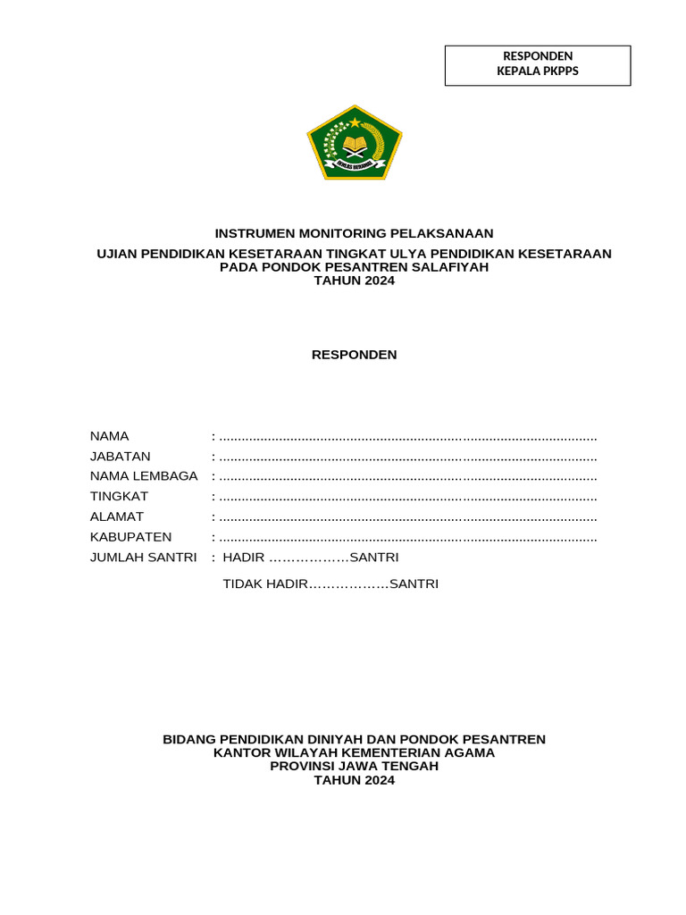 INSTRUMEN UKN PKPPS ULYA 2024 UTK LEMBAGA | PDF