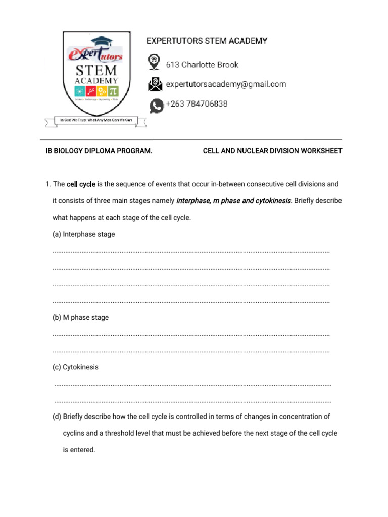 Cell and Nuclear Division in IB Biology | PDF | Mitosis | Cell Cycle