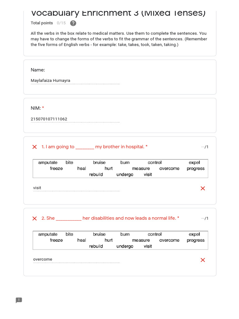 Vocabulary Enrichment 3 (Mixed Tenses) | PDF