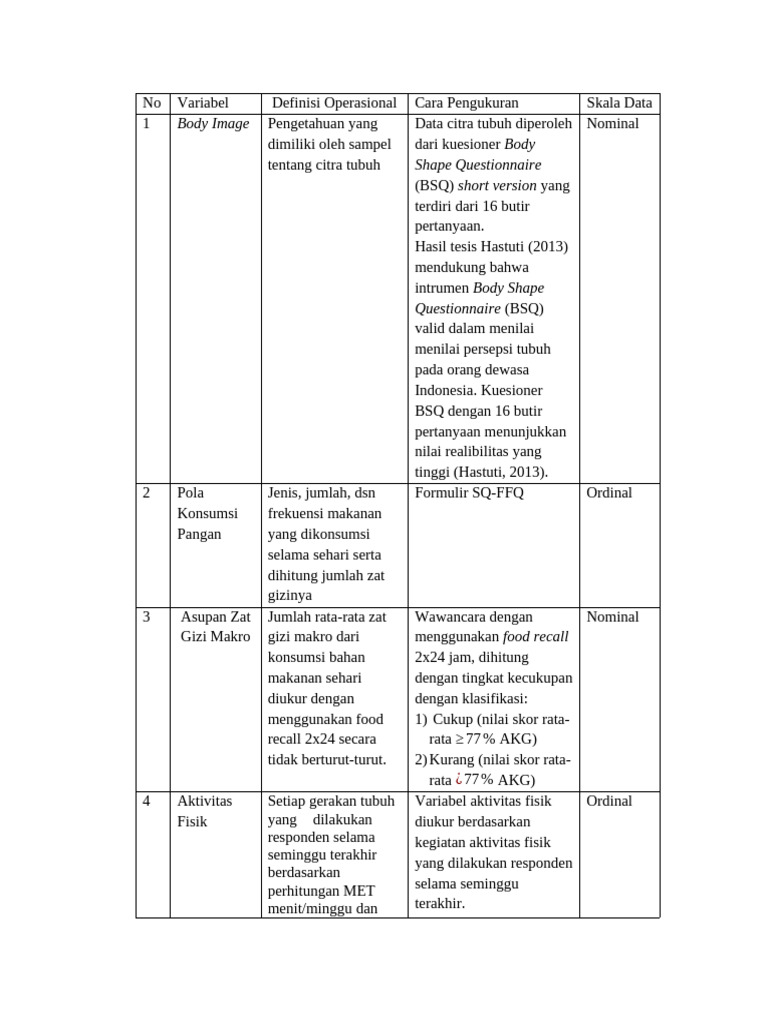 Tabel Def Operasional Lama | PDF
