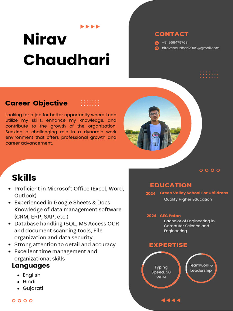 Dark Gray Orange Modern Graphic Designer Resume | PDF