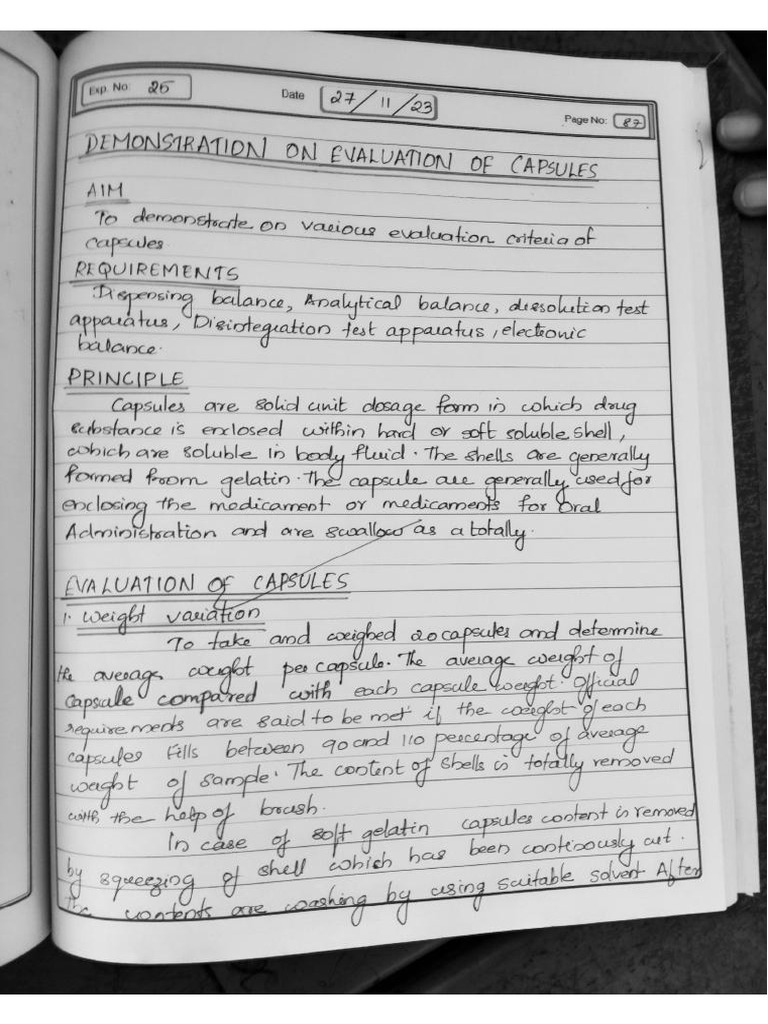 Pharmaceutics - Experiment 25 Notes | PDF