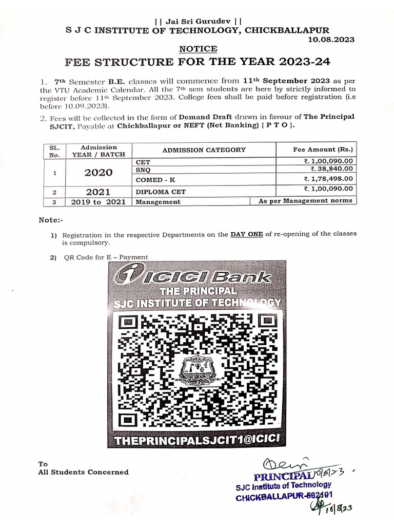 Fee Structure For The 2023 2024 | PDF