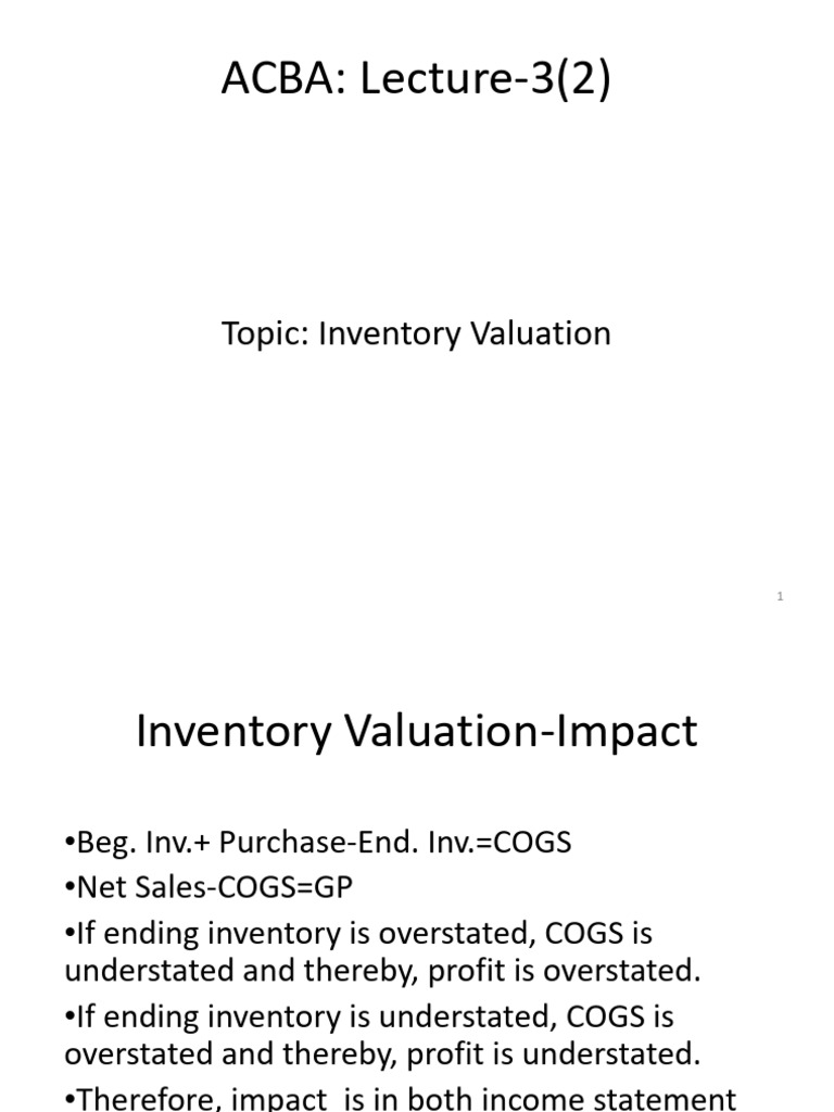 Lecture 3 Inventory Part 2 Pdf Financial Economics Business