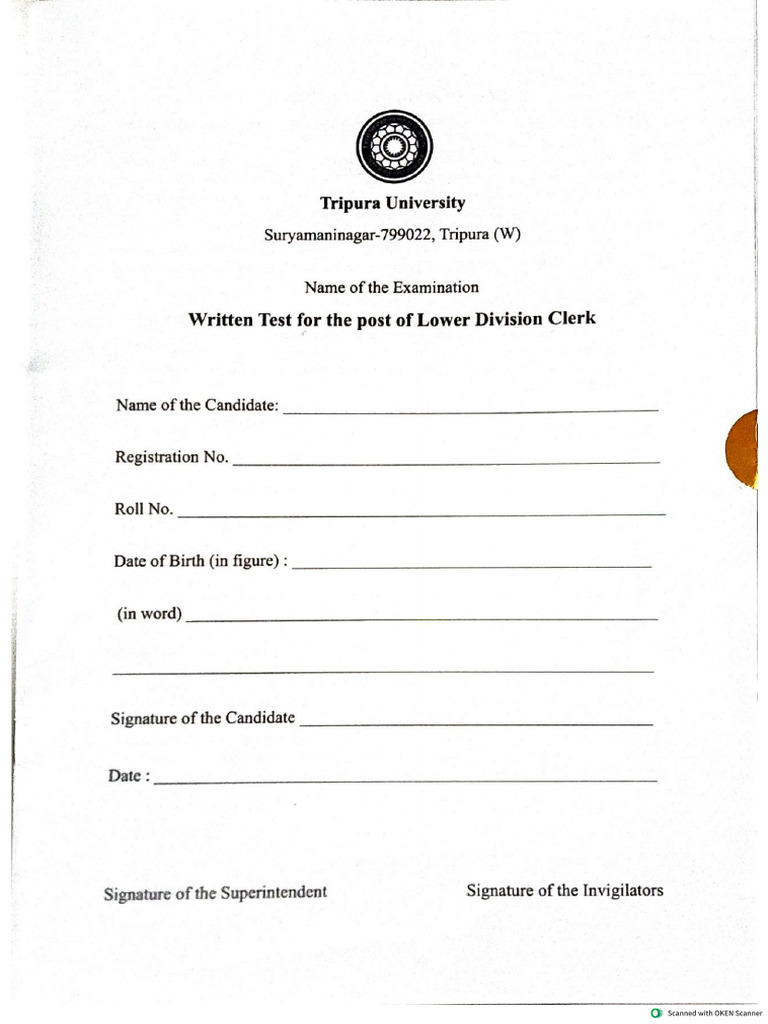 Tripura University LDC Question Paper | PDF