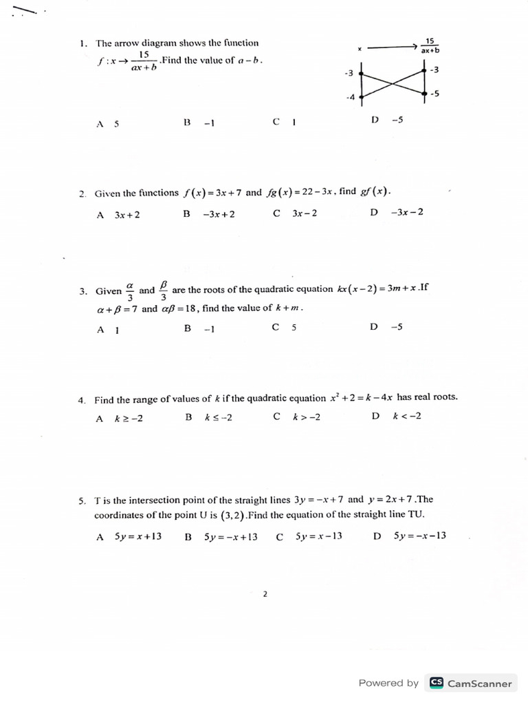 Senior 3 - Math - 1st Mid Sem Exam 2023 - QnA | PDF