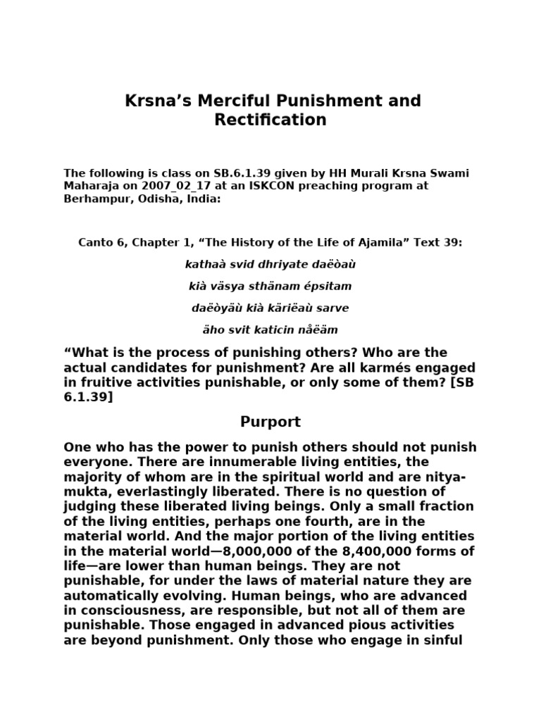 Krsna's Mercy in Punishment and Rectification | PDF | Mind | Irreligion