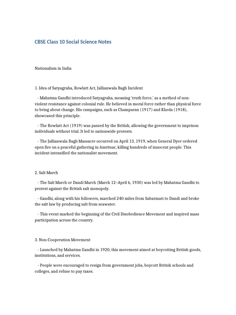 CBSE Class 10 Social Science Notes Moderate Spacing | PDF | Political ...