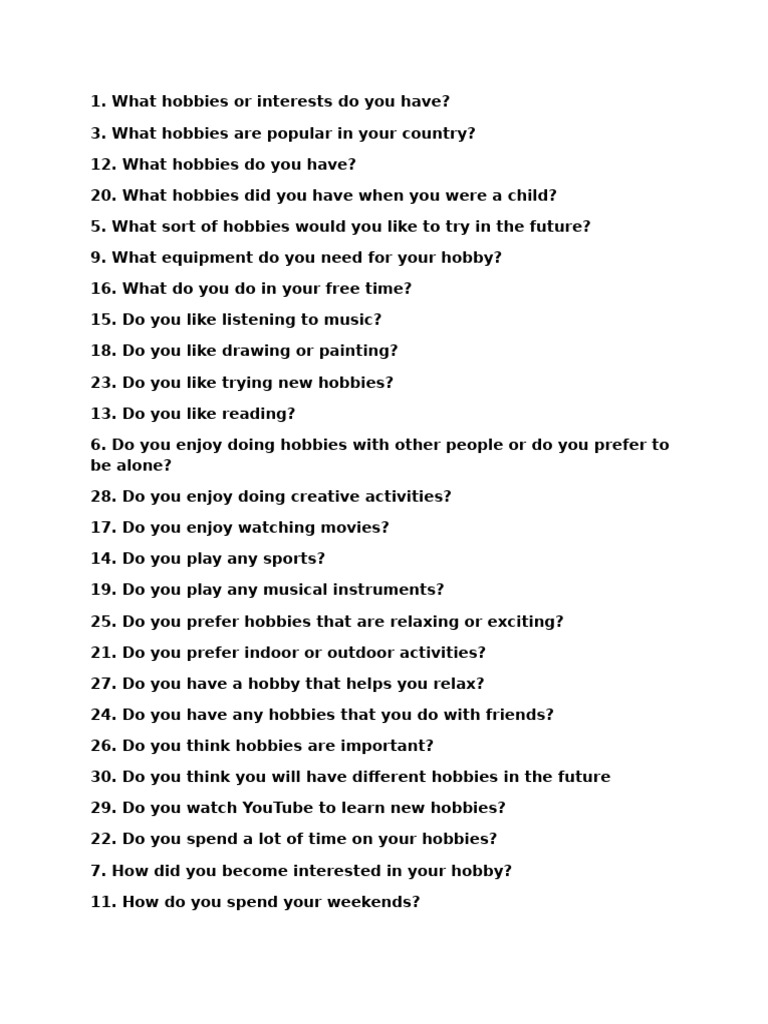Exploring Popular Hobbies and Interests | PDF | Hobbies | Sports