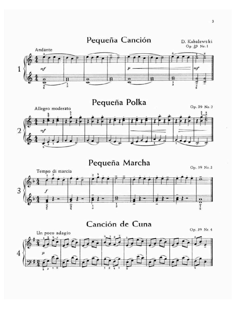 Kabalevsky, Dimitri - Op. 39 - No. 1 y 3 - Melody - Marching | PDF