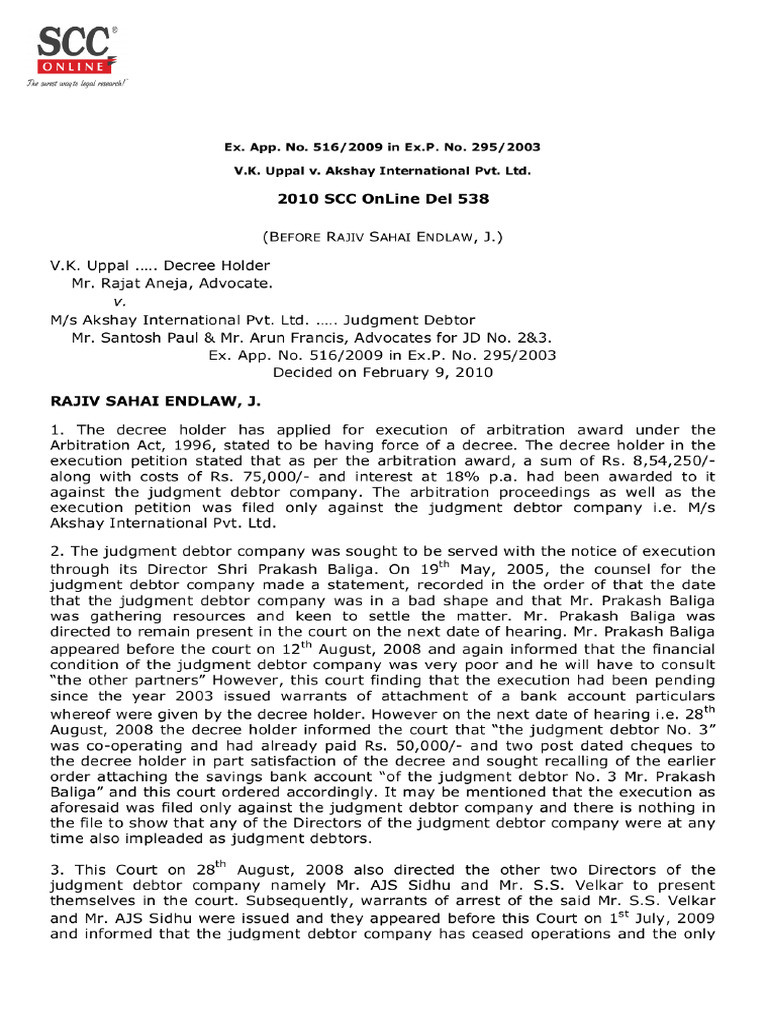 2010 SCC Online Del 538 | PDF