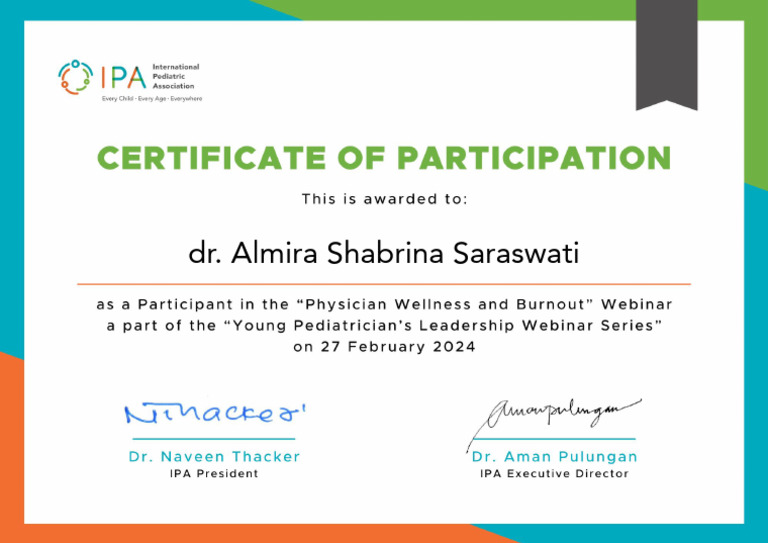 IPA Certificate - Physician Wellness and Burnout Webinar - Dr. Almira ...