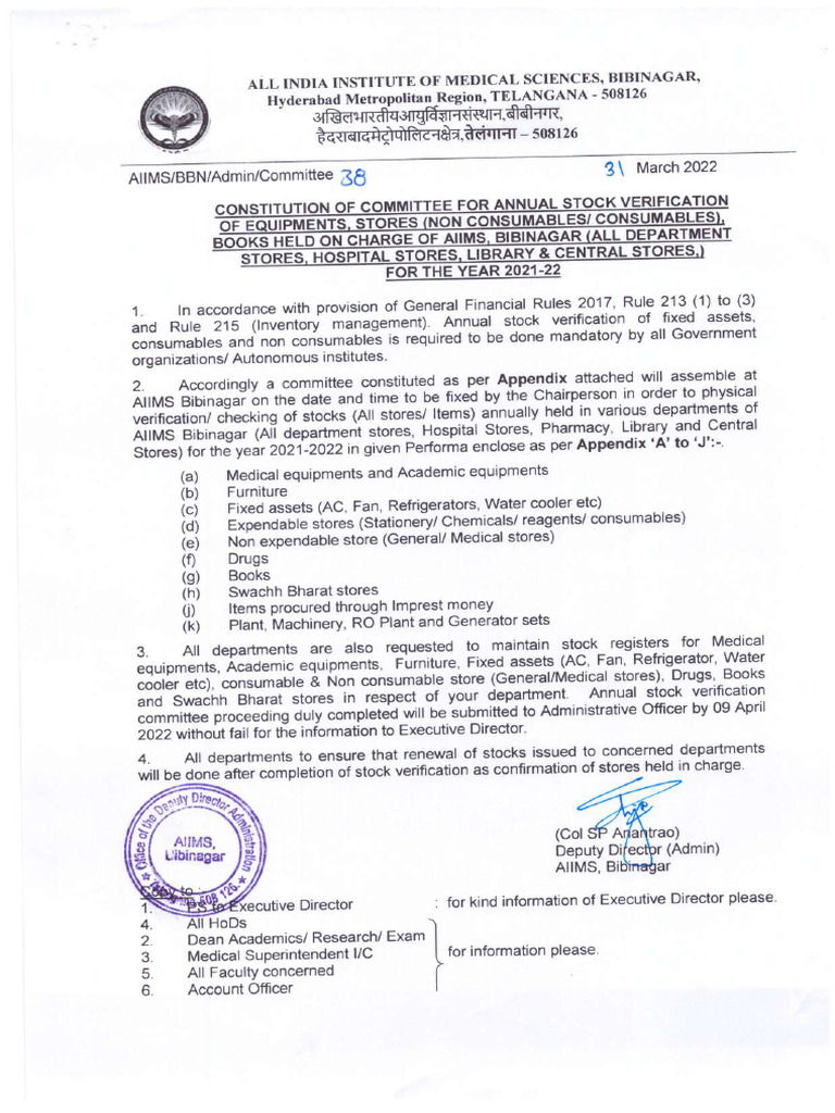 Annual Stock Verification For The Year 2021-22 | PDF