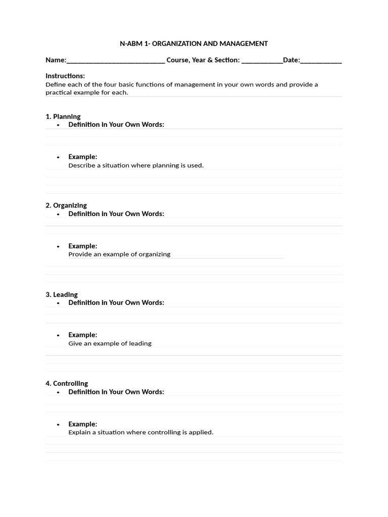 Four Basic Function of Management | PDF