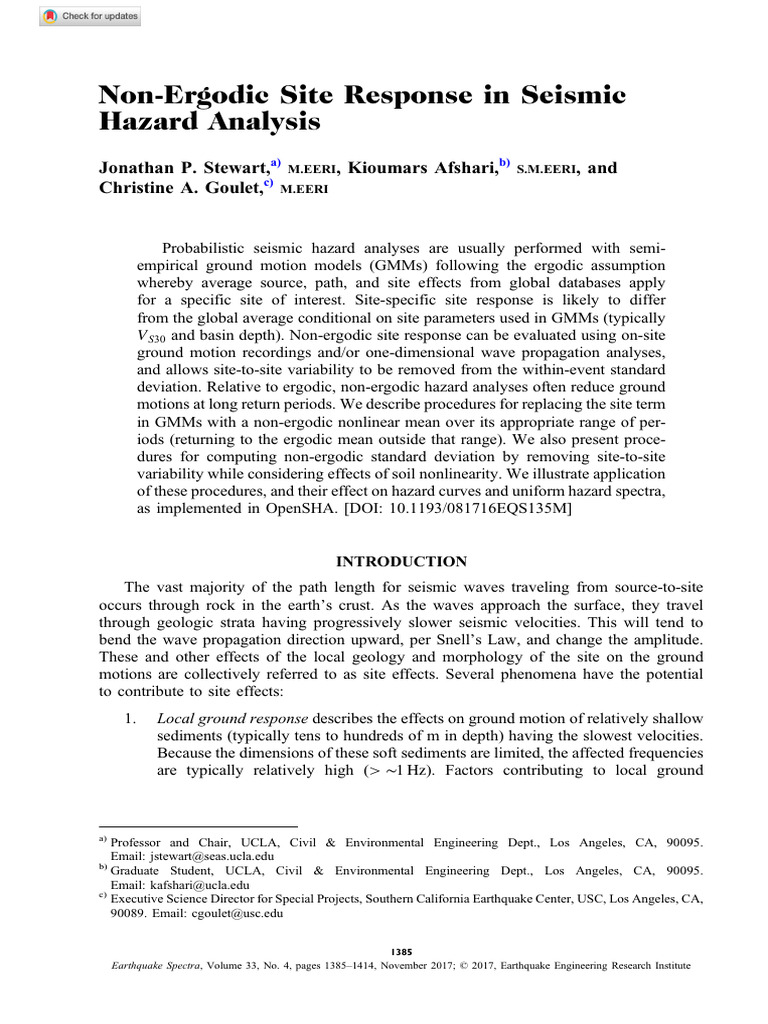 Stewart Et Al_2017_Non-Ergodic Site Response in Seismic Hazard Analysis ...