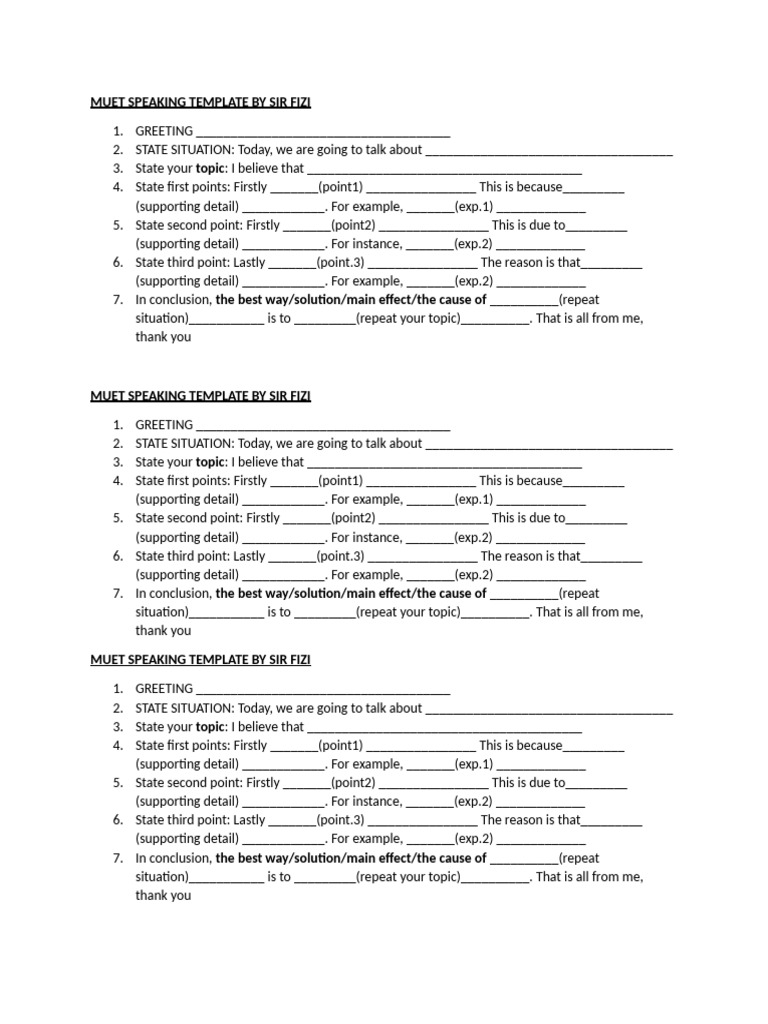 Muet Speaking Template by Sir Fizi | PDF