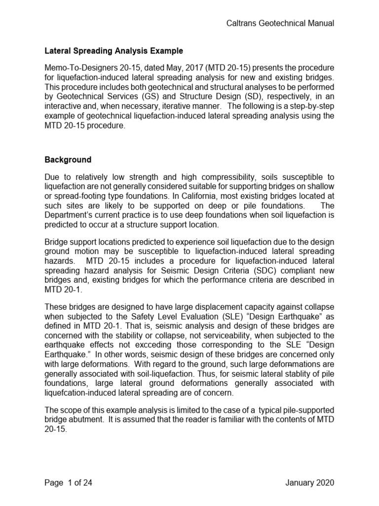 Lateral Spreading Analysis for Bridges | PDF | Geotechnical Engineering ...