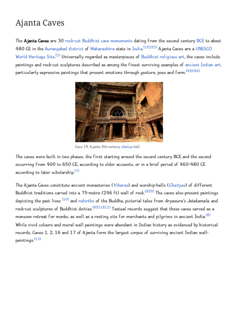 Ajanta Caves - Wikipedia | PDF