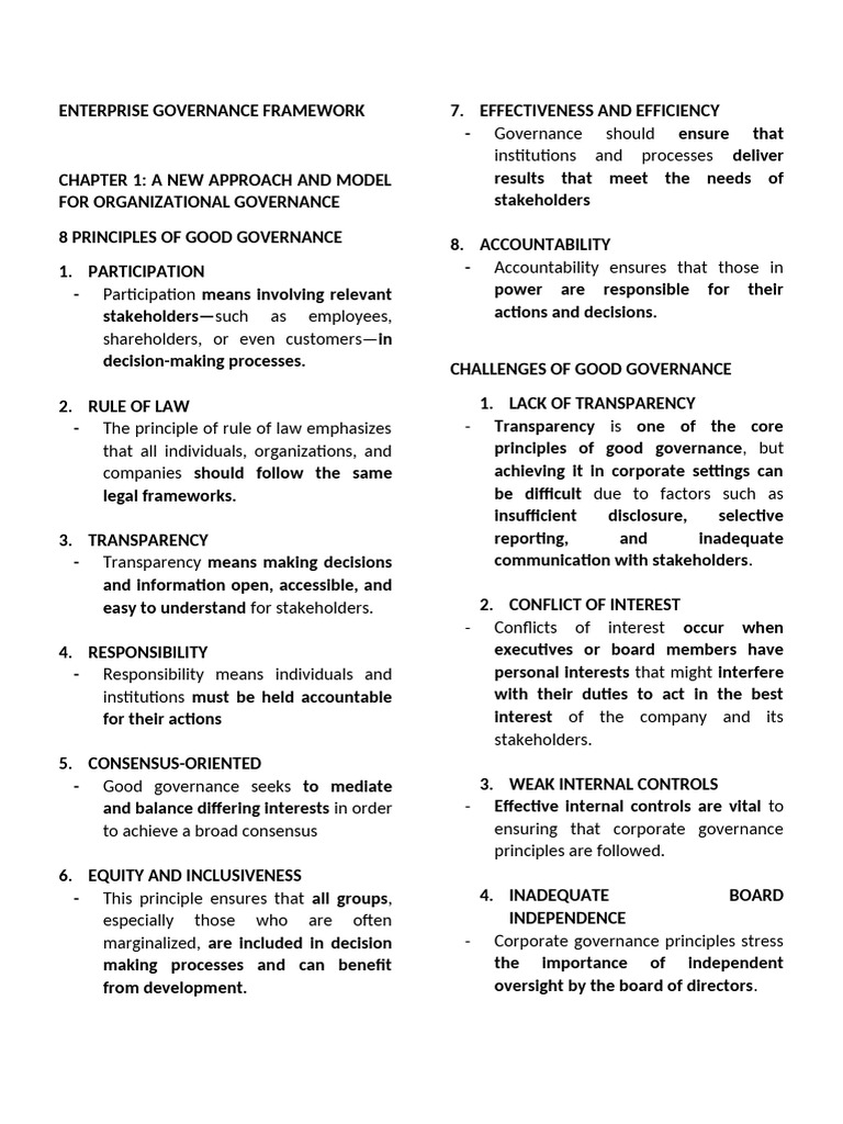 Elec 4 Enterprise Governance Framework | PDF | Governance | Corporate ...