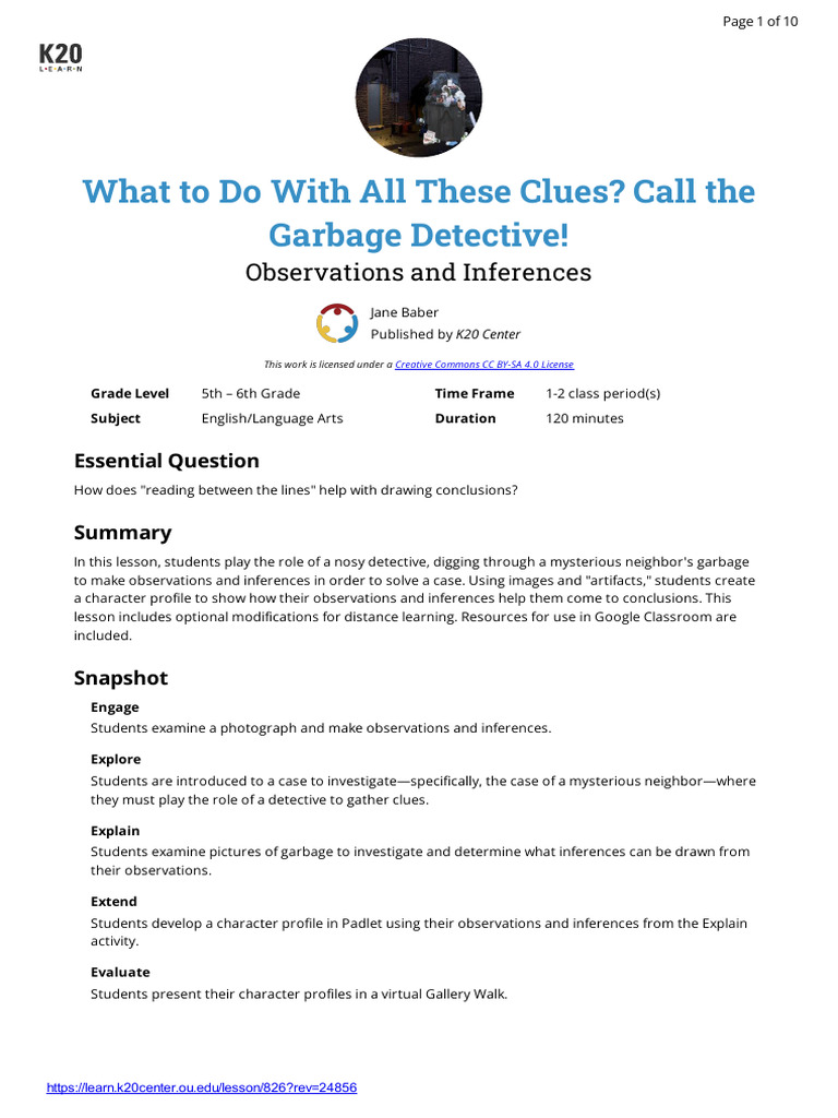 What-to-Do-With-All-These-Clues-Call-the-Garbage-Detective | PDF ...