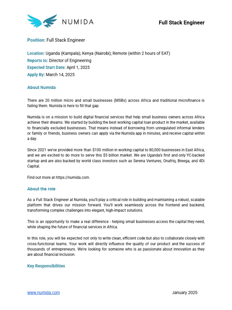 Full Stack Engineer Advert | PDF | Computing | Information Technology