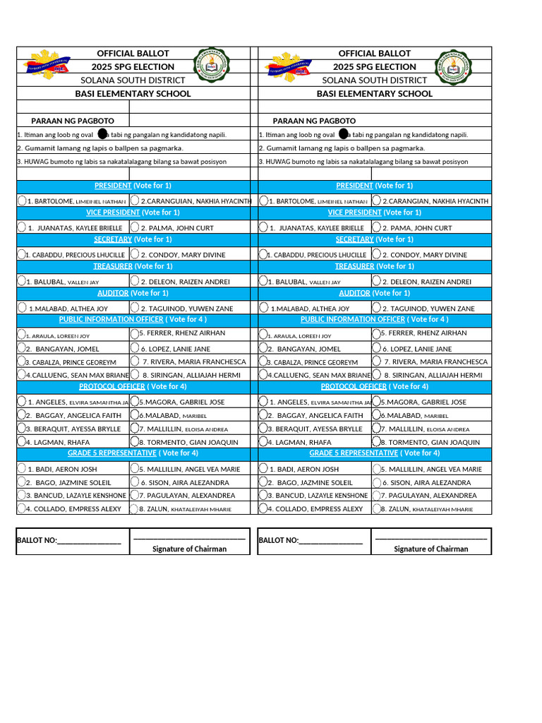 Ballot-Selg-2025-2026-Election With Election Returns | PDF
