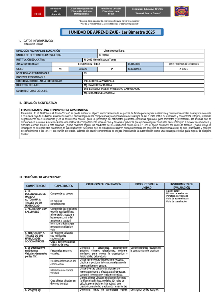 Modelo Unidad de Aprendizaje 2025 | PDF | Evaluación | Aprendizaje