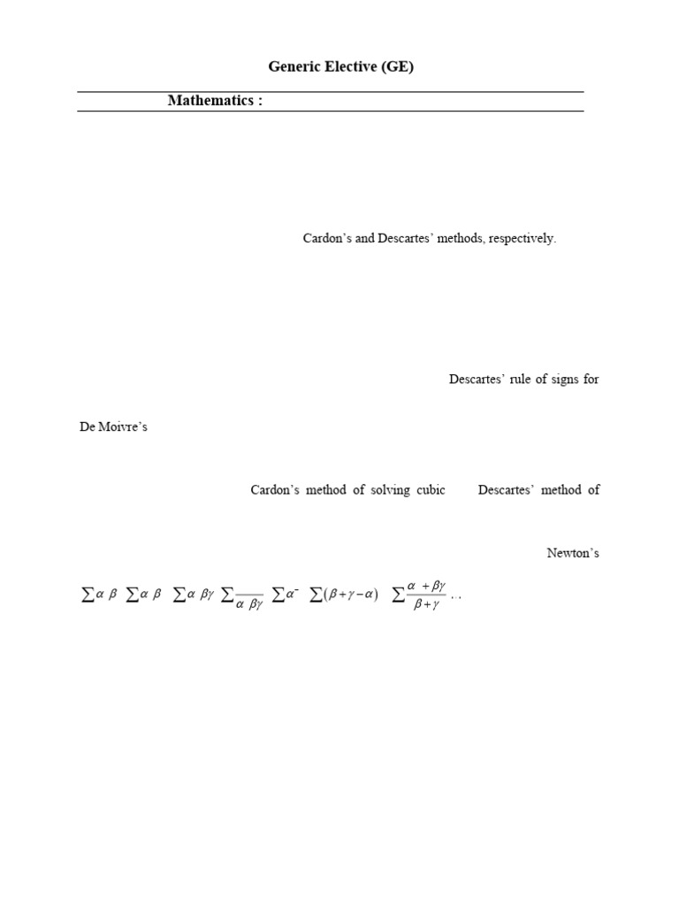 GE-MATHEMATICS-Theory of Equations and Symmetries | PDF | Equations ...