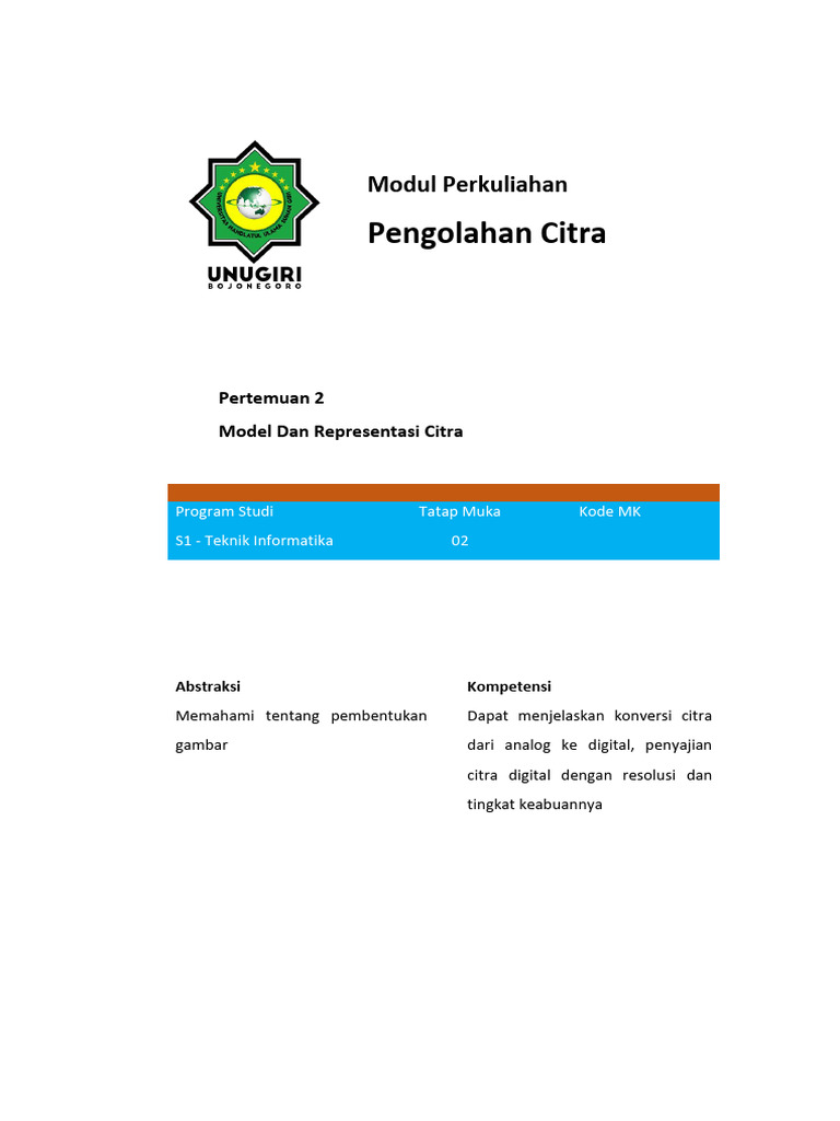 Modul 2 Pengolahan Citra - Model Dan Representasi Citra-1 | PDF