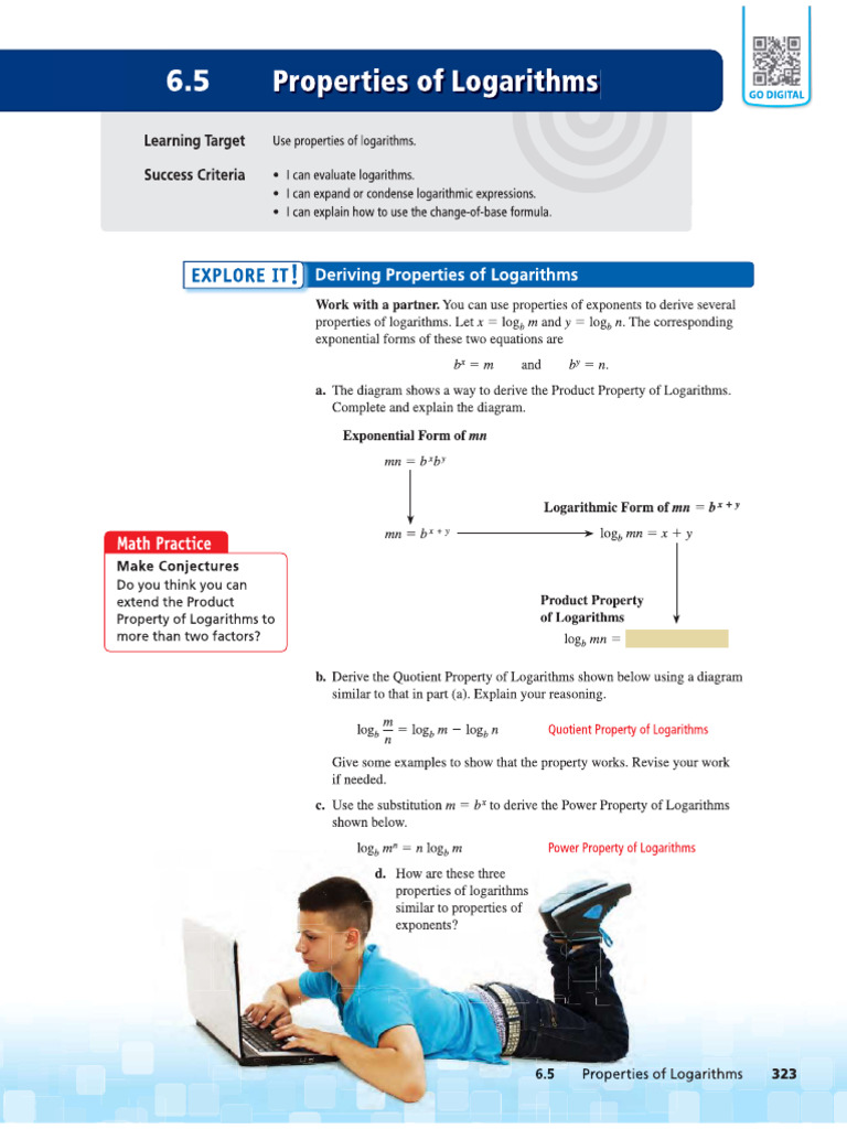 6.5 Properties of Logarithms | PDF