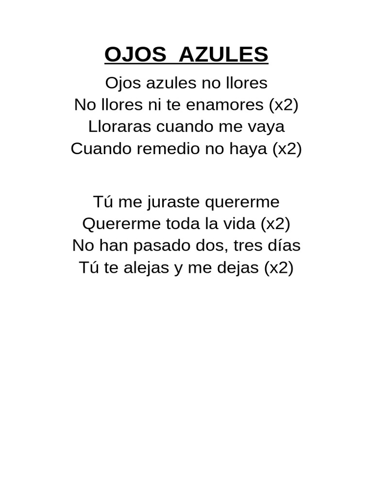 Letra de "Ojos Azules" | PDF