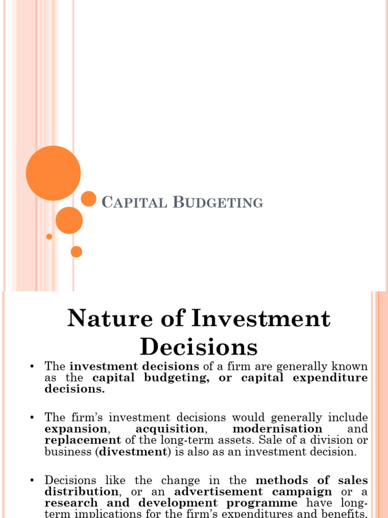 Capital Budgeting Investment Decisions | PDF | Net Present Value ...