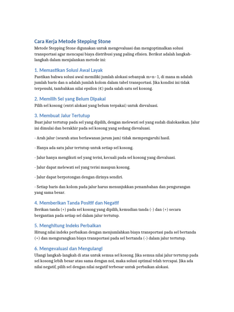 Metode Stepping Stone | PDF