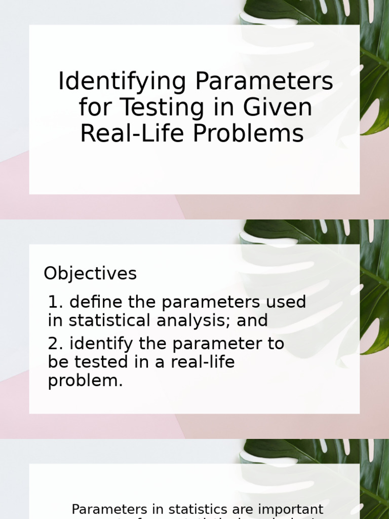 Identifying Parameter for Testing in Given Real-Life Problems | PDF ...