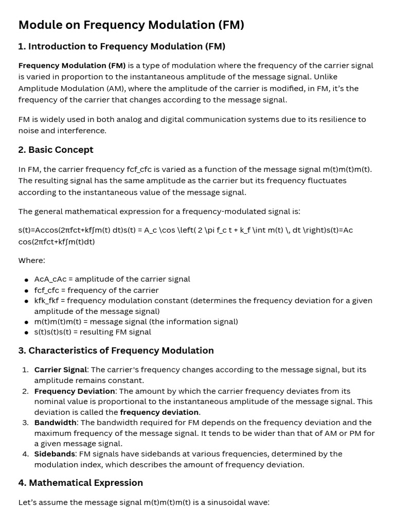 Module On Amplitude Modulation (AM) | PDF | Frequency Modulation | Radio