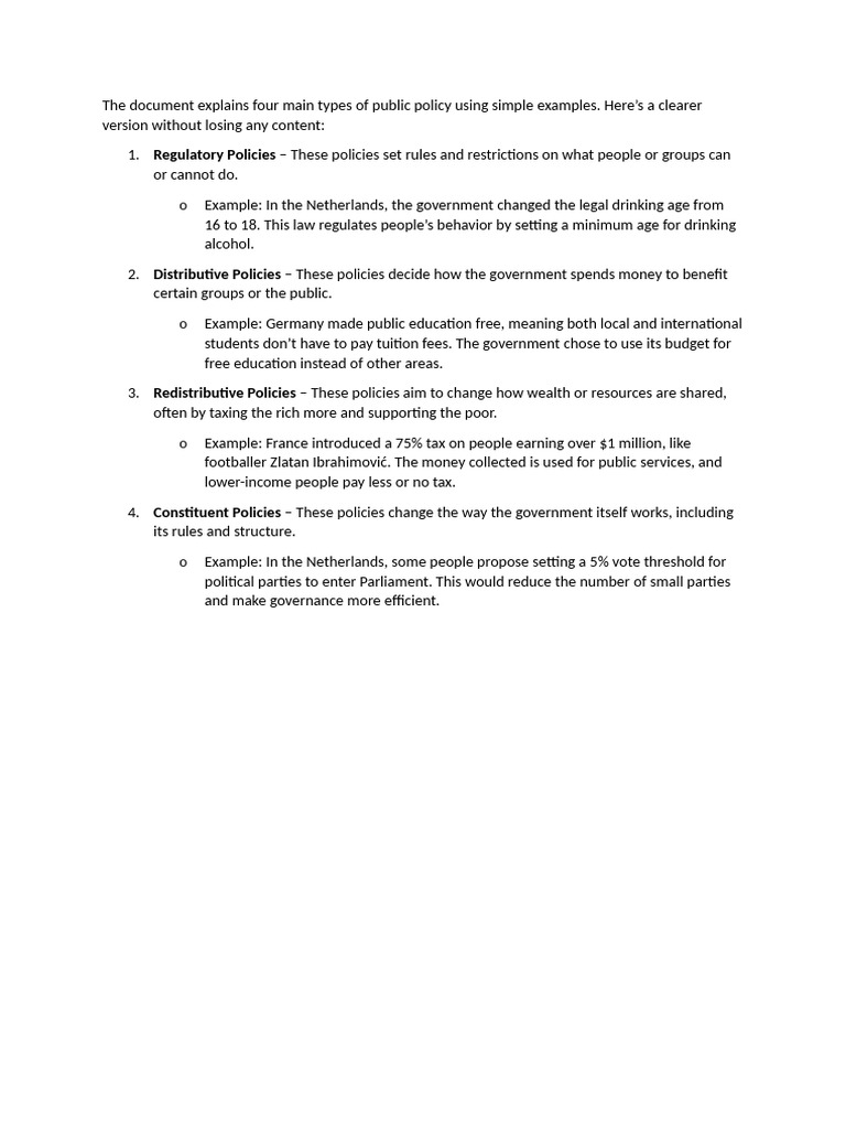 Types of Public Policy Explained | PDF