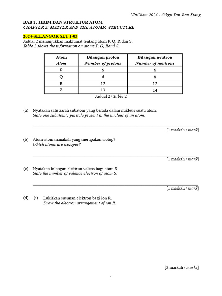 T4 B2 Jirim Dan Struktur Atom | PDF