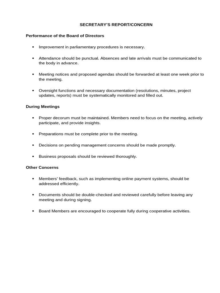 Secretary's Report Guidelines | PDF