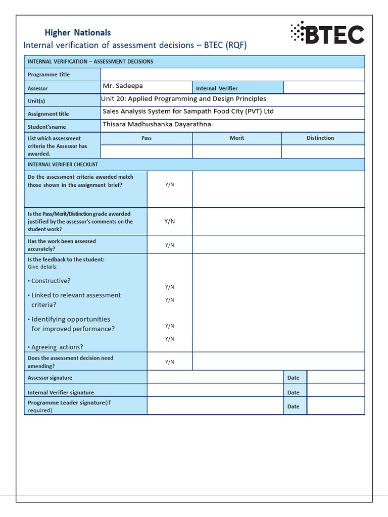 Unit 20 - Applied Programming and Design Principles_2022 | PDF ...