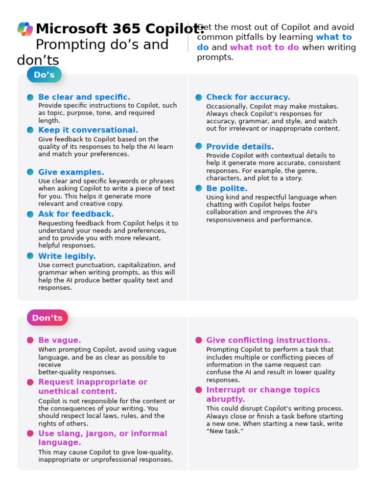Prompt Do'sand Don'ts Handout | PDF | Human Communication
