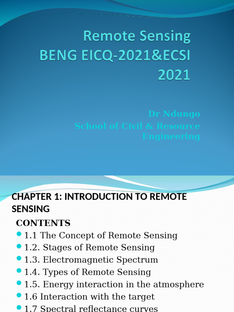 Remote Sensing - Eicq 2021-Ecsi 2021 | PDF | Electromagnetic Spectrum | Electromagnetic Radiation