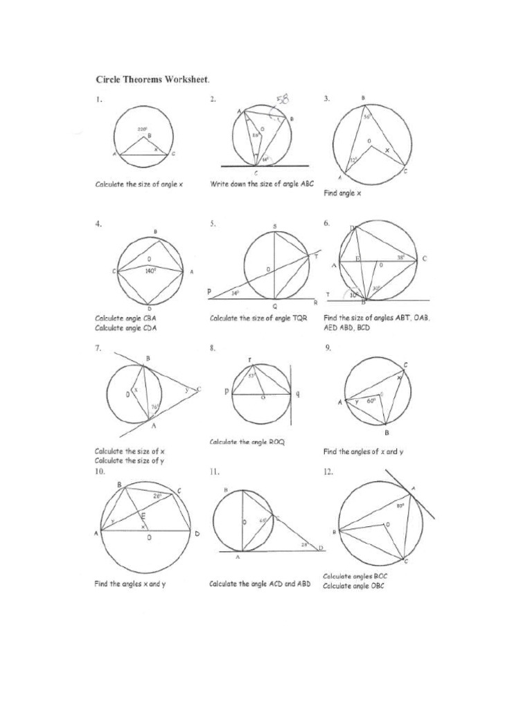 Circle Theorems Worksheet QP With Answers | PDF