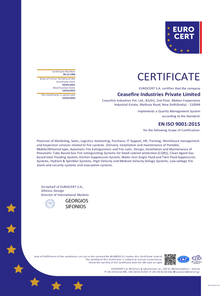 ISO Certificate 2023 MC Office 9001-2015 | PDF | Firefighting