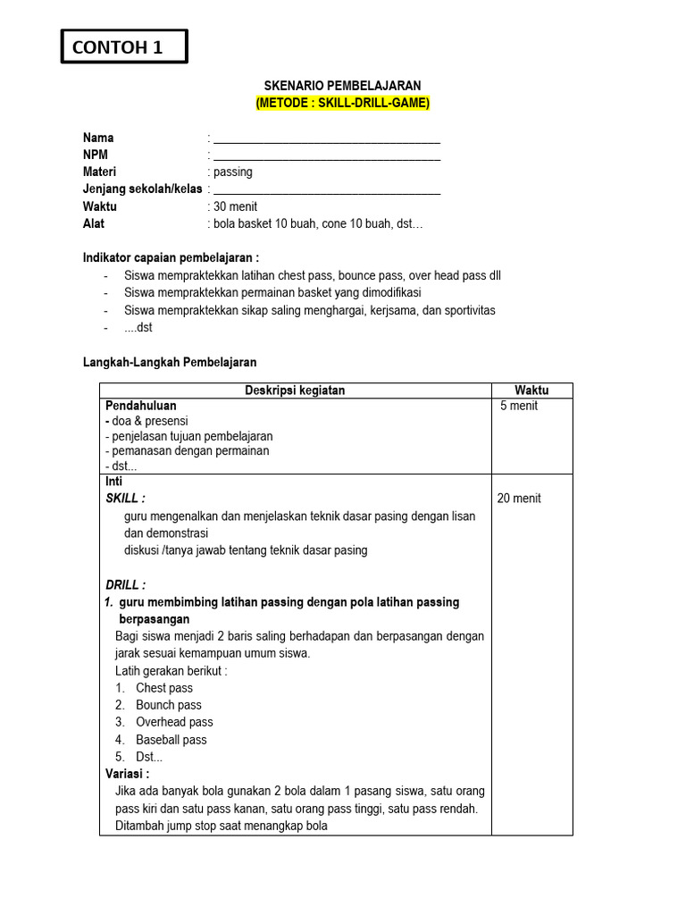 Contoh Skenario Pembelajaran SDG, PTP | PDF