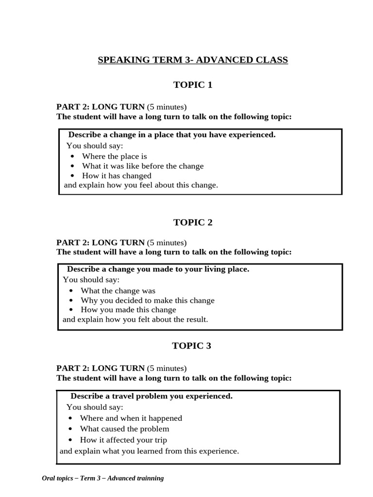 Advanced Speaking Topics for Term 3 | PDF | Artificial Intelligence | Intelligence (AI) & Semantics