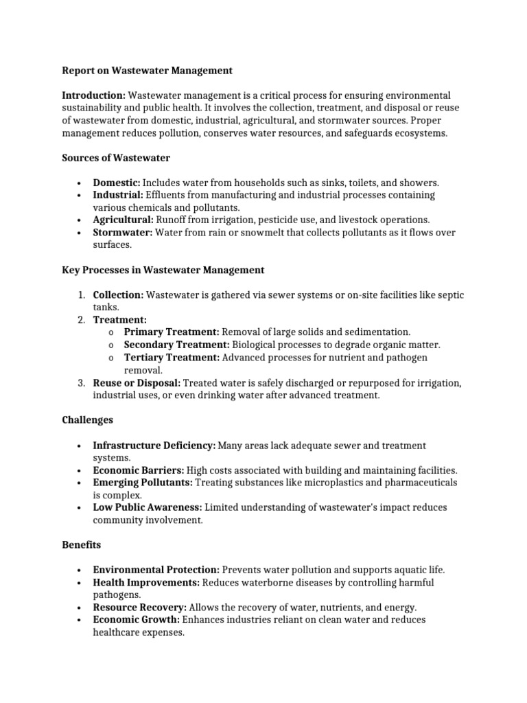 Wastewater Management for a Green Future | PDF | Sewage Treatment ...