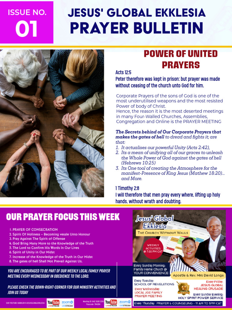 Jesus' Global Ekklesia Prayer Bulletin 1 | PDF | Prayer | Christian Church