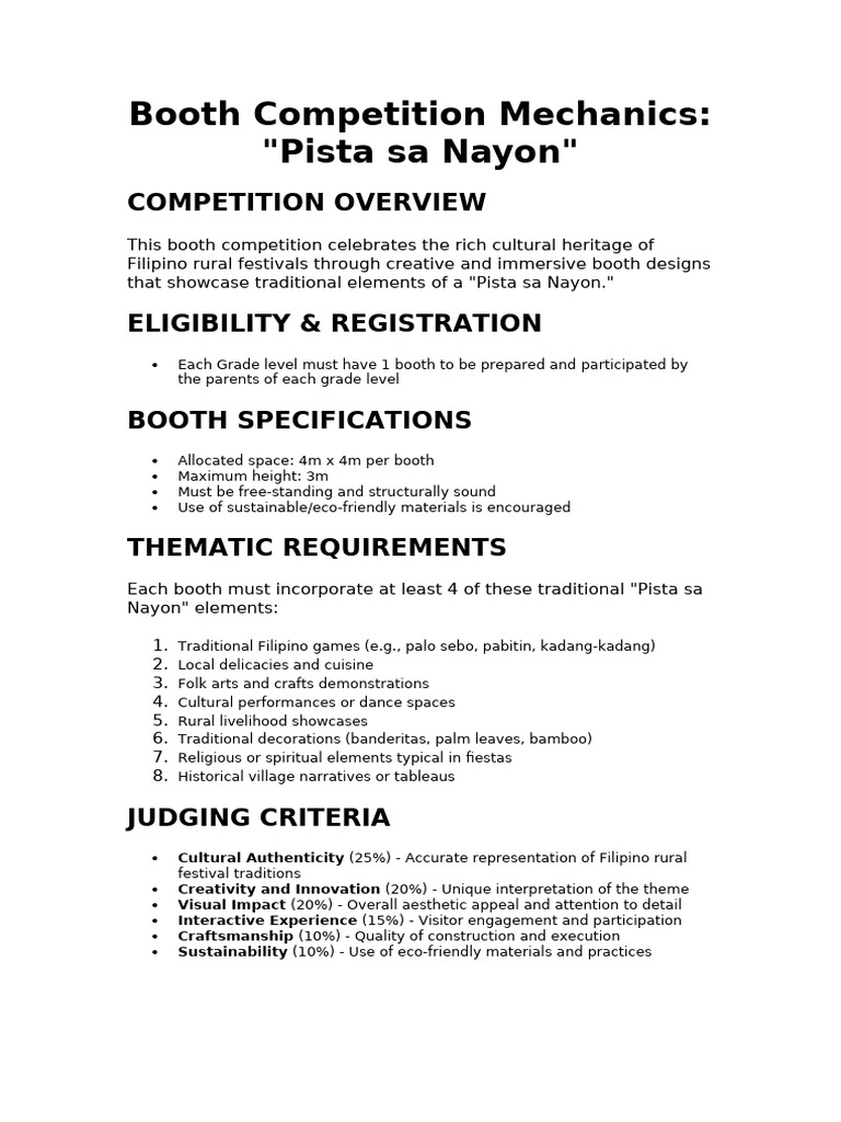 Booth Competition Mechanics | PDF