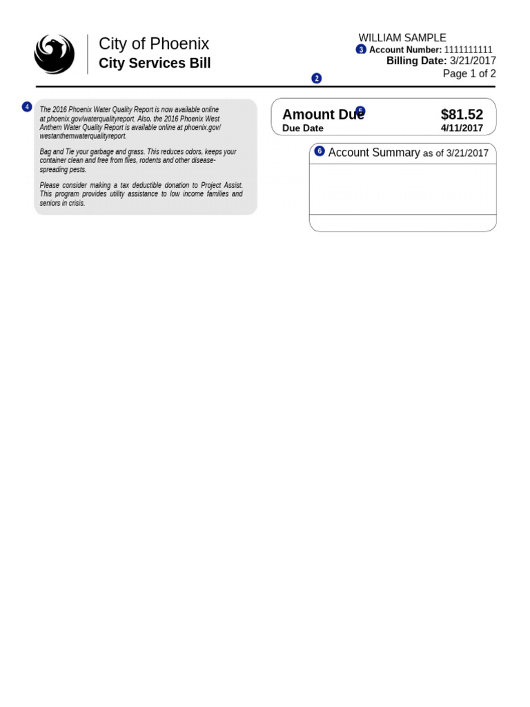Phoenix City Services Bill Overview | PDF | Waste | Fee